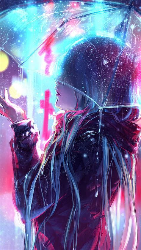 Download A Cute Anime Girl Talking On The Phone Wallpaper
