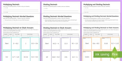 Multiplying And Dividing Decimals Resource Pack Beyond Worksheets