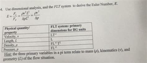 Solved 4 Use Dimensional Analysis And The Flt System To