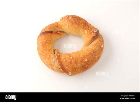 French Bread Shaped Circle Closeup Isolated On White Background Stock