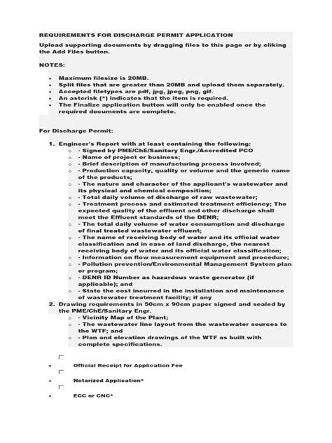 Requirements For Discharge Permit Application Download Free Pdf