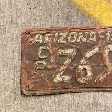 1932 Arizona Truck License Plate Cp Z69k Copper Vintage Automobile Auto
