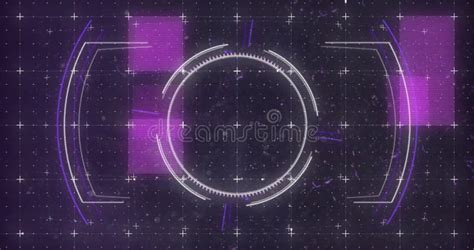 Glowing Elements And Grid Animation In Futuristic Circular Interface