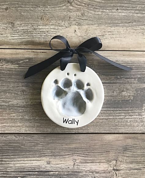 Personalized Ceramic Paw Print Ornament Dog Memorial Keepsake Etsy