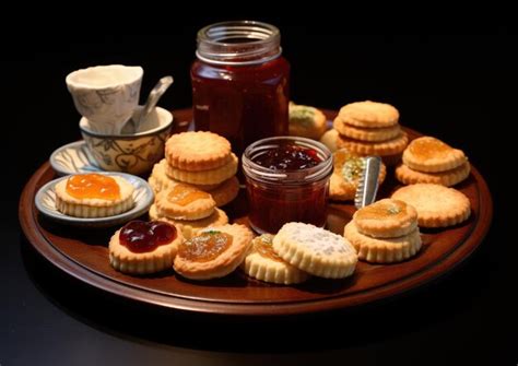 Premium Ai Image A Variety Of Mini Biscuits Served With A Selection Of Jams And Spreads