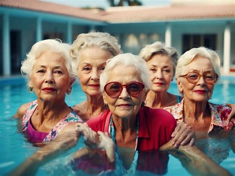 Premium Photo Selfie Of A Modern Elderly Women Group On Vacation At