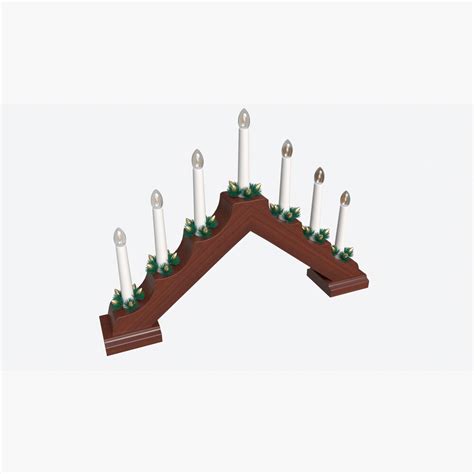 Advent 7 Light Candlestick Arc 01 3d Model Download Lamp On