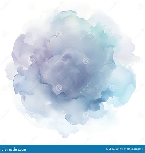 Layered Watercolor Cloud In Soft Blue With Fluid Shapes Stock