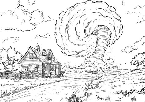 Tornade Géante Menaçant Une Maison Coloriages De Tornade à Imprimer