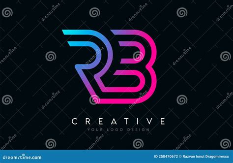 Monogram Lines Rb R B Letter Logo Design Creative Icon Modern Letters