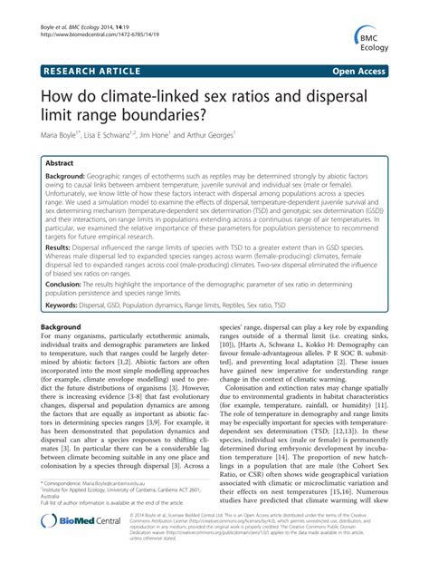 Pdf How Do Climate Linked Sex Ratios And Dispersal Limit Range Boundaries