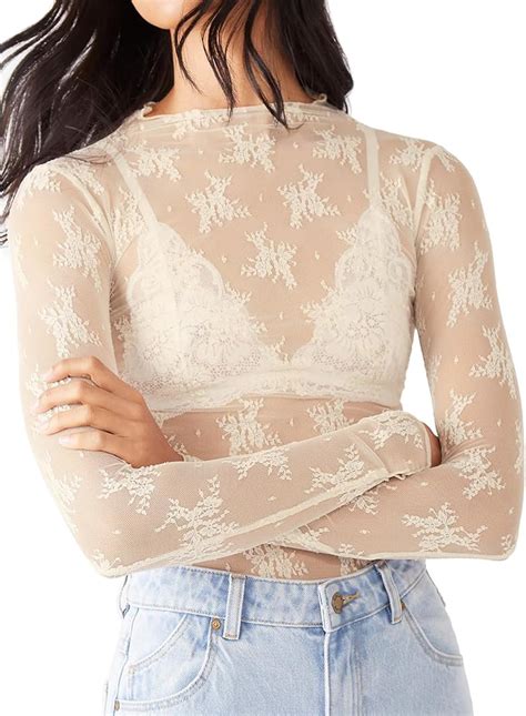 Sheer See Through Blouses Inspire Chic Womens Mesh Crop Top Stars