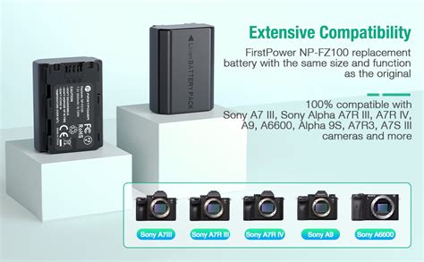 Firstpower Np Fz100 Paquete De 3 Baterías Y Cargador De Triple Ranura Para Sony Fx3 Fx30 A7