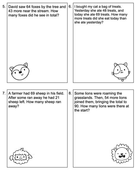 Two Digit Word Problems Addition And Subtraction All Different Types