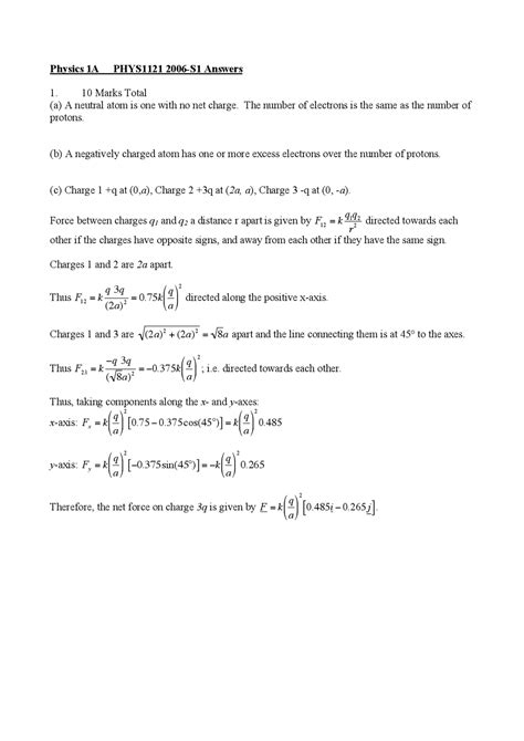 Negatively Charged Atom Physics Solved Paper Docsity