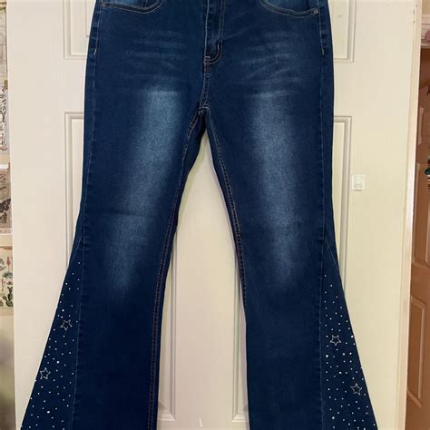 Bedazzled Rhinestone Star High Rise Flare Jeans Depop