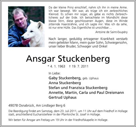 Traueranzeigen Von Ansgar Stuckenberg Noz Trauerportal