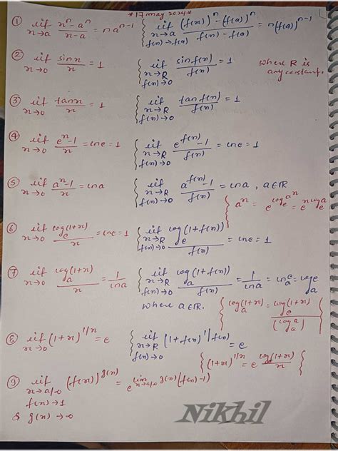 11th Class Limit Formula Math Pdf