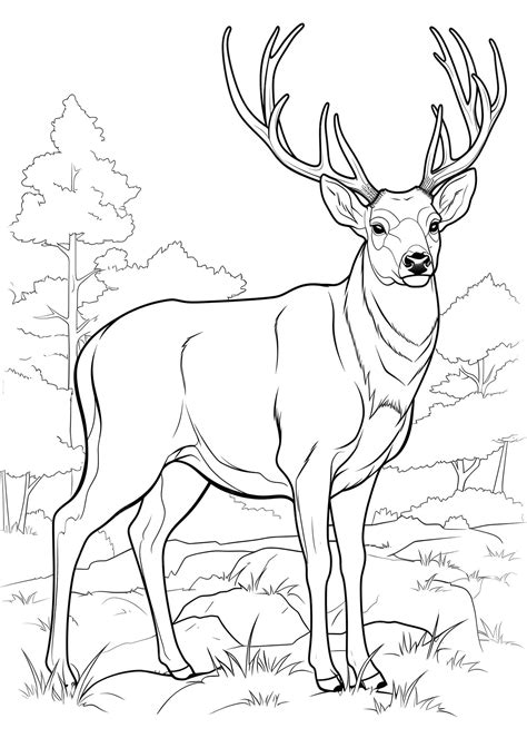 Олень для окрашивания Олень Линия Искусство окрашивающая страница Олень
