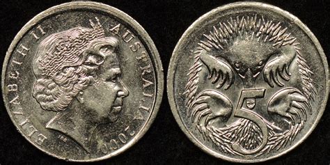 Australia 2000 Five Cent Partial Collar Error Extremely Fine The