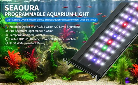 Seaoura Programmable Led Aquarium Light With Lcd Monitor 247 Cycle