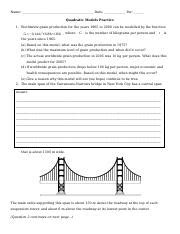 Quadratic Models Worldwide Grain Production Course Hero