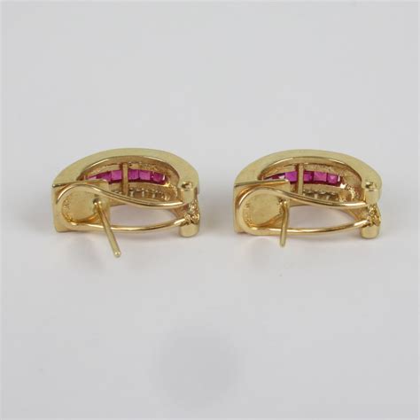 14k Gold Ruby And Diamond Earrings