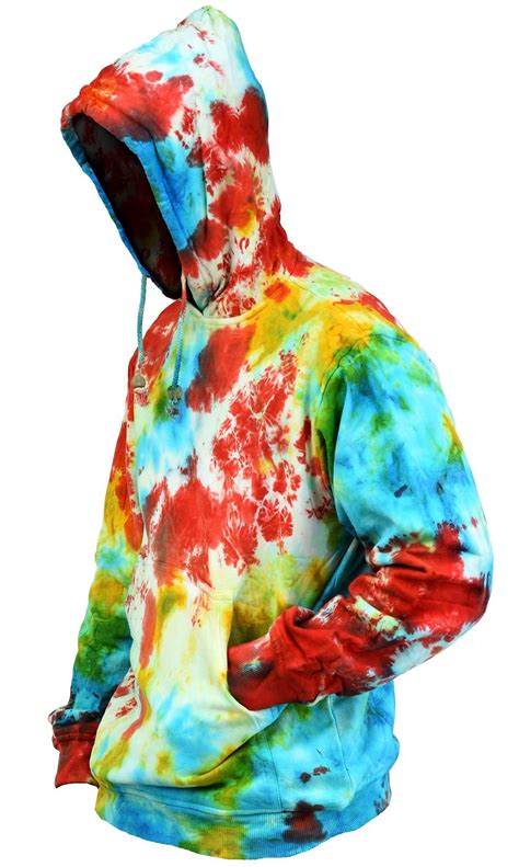 Mens Tie Dye Colorful Hoodie Cotton Sweatshirt Lining Inside Long