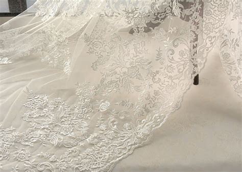 White Tulle Corded Bridal Stretch Lace Fabric Floral Embroidered Wedding Dress Lace Fabric
