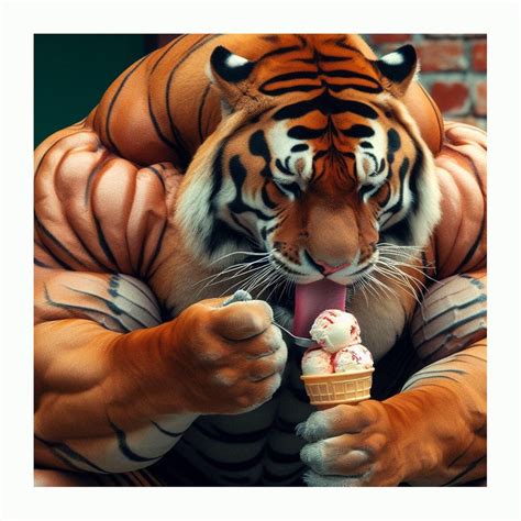 Muscular Bengal Tiger Eating Ice Crsam Rdalle2