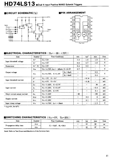 Hd74ls13 Datasheet Pdf Hitachi Semiconductor Dual 4 Input Positive