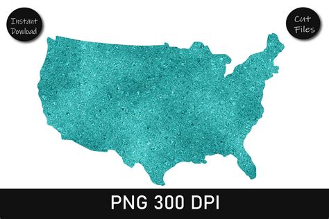 Teal Glitter Usa Map Graphic By Rizu Designs · Creative Fabrica