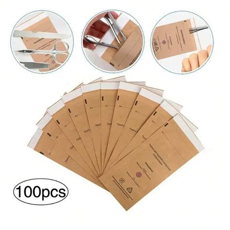 100pcs Kraft Sterilization Pounches High Temperature Disinfection Self