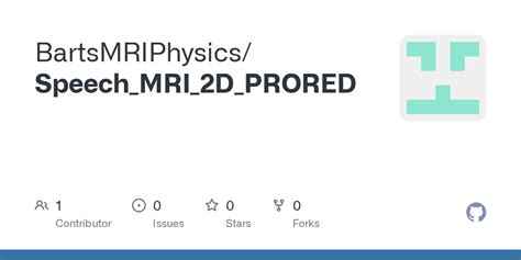 Github Bartsmriphysicsspeechmri2dprored