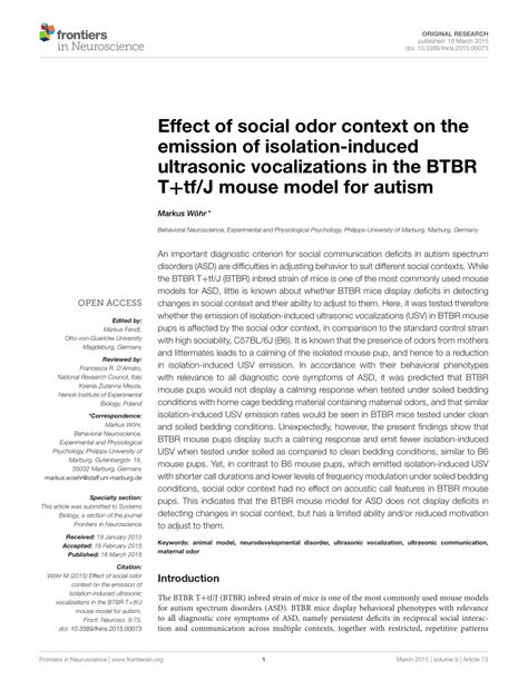 Pdf Effect Of Social Odor Context On The Emission Of Isolation