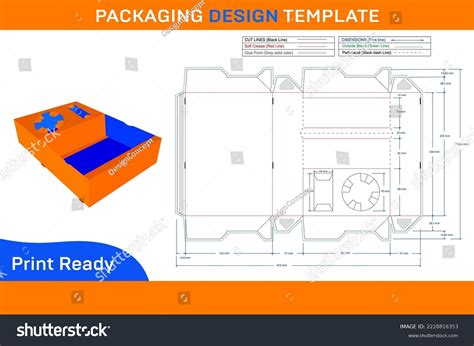 Custom Box Window Dieline Template 3d Stock Vector Royalty Free 2228816353 Shutterstock