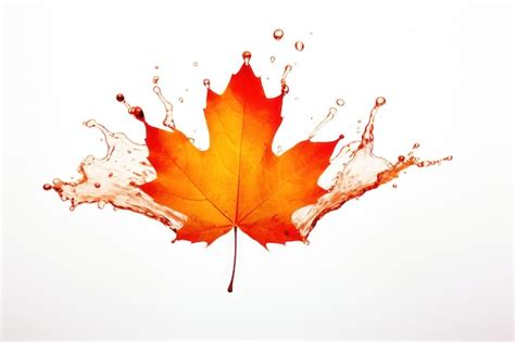 Maple Leaf Plant White Background Splattered Premium Ai Generated Image