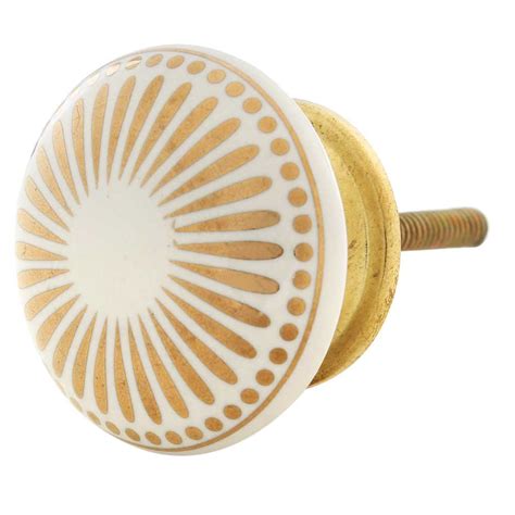 Golden Wheel Flat Ceramic Dresser Knobs