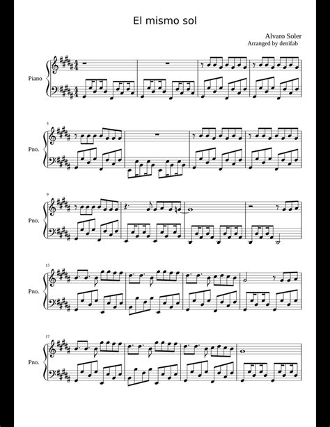 El Mismo Sol Alvaro Soler Sheet Music For Piano Download Free In Pdf Or