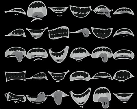 Cartoon Mouths Procreate Brush Stamps Set 2 30 Cute Cheeky Cartoon