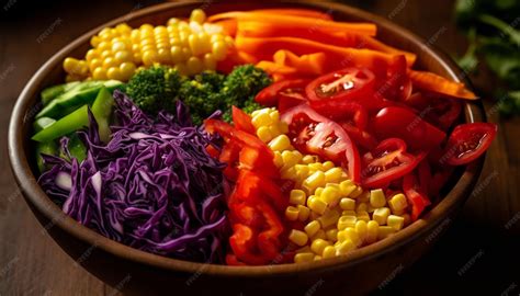 Free Photo Fresh Vegetable Salad Bowl With Ingredients Generated By Ai
