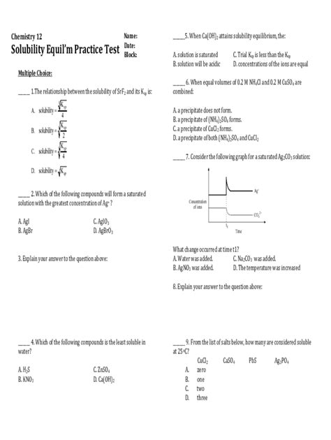 Fillable Online Chemistry 12 Solubility Practice Quiz Flashcards Fax