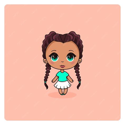 Chica Chibi Linda Y Kawaii Chica Chibi Con Coletas Chica Aislada Con