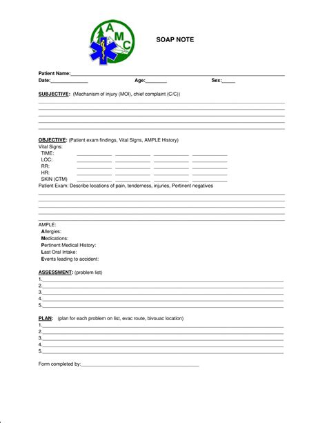Blank Soap Note Template