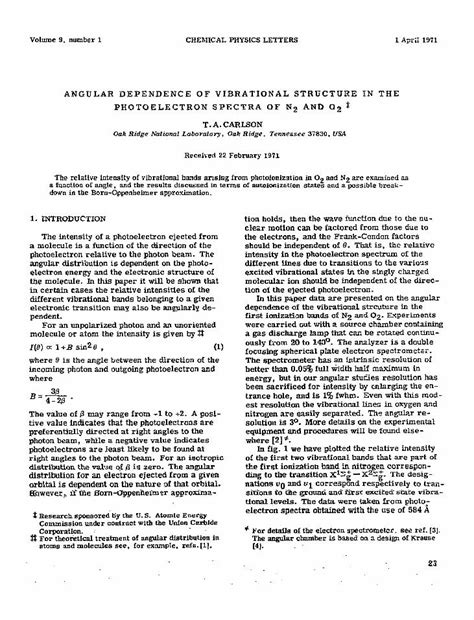 pdf angular dependence of vibrational structure in the photoelectron