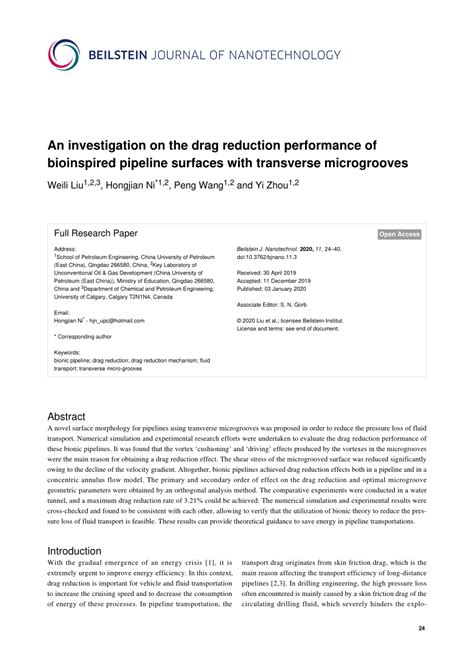 Pdf An Investigation On The Drag Reduction Performance Of Bioinspired Pipeline Surfaces With