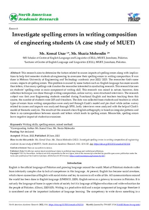Pdf Investigate Spelling Errors In Writing Composition Of Engineering