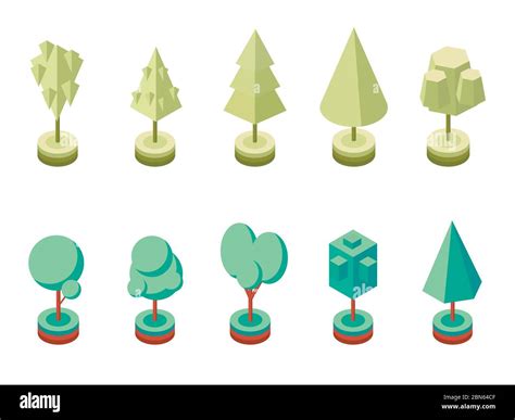 Set Trees Isometric Landscape Constructor Kit Icons For City Maps