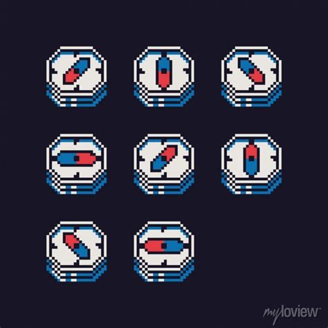Compass Cycle Pixel Art Icons Set Design For Sticker Logo • Wall Stickers West Website Web