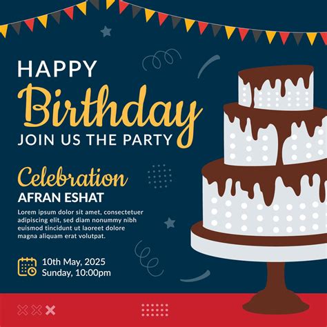 Happy Birthday Celebration Invitation Template 22920262 Vector Art At